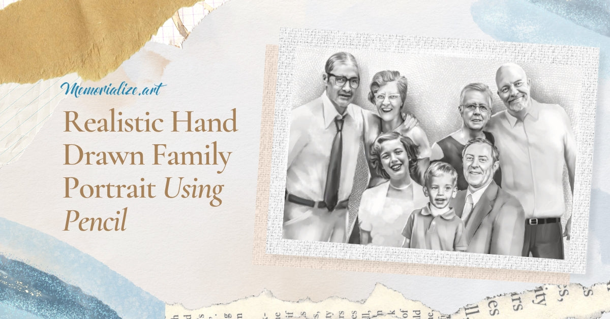 Realistic Hand Drawn Family Portrait Using Pencil | Memorialize Art