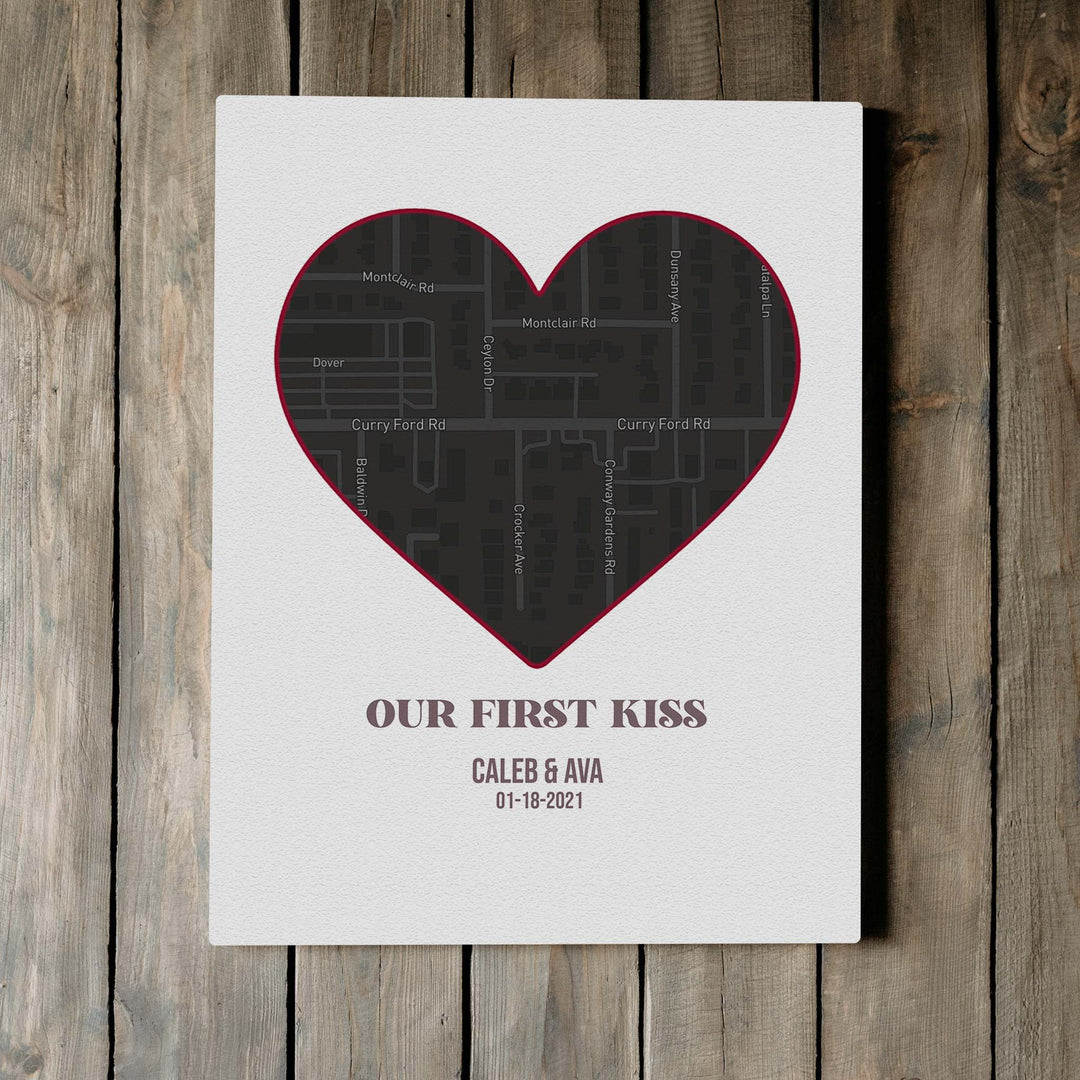 Custom Heart Map - Our First Kiss – Memorialize