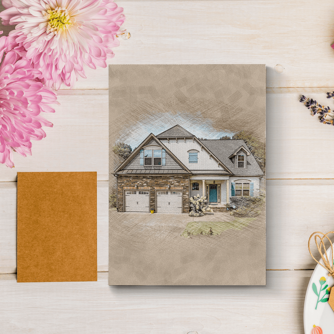 Custom Colored Pencil House Drawing | Memorialize Art